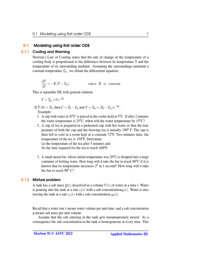 App Of 1st Order Ode Pdf Electrical Network Ordinary Differential