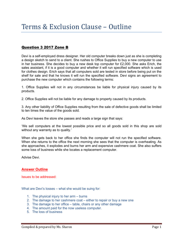 Terms EC Revision PDF Contractual Term Negligence