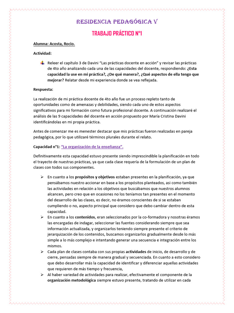 T.P N°1 Residencia | PDF | Evaluación | Enseñando