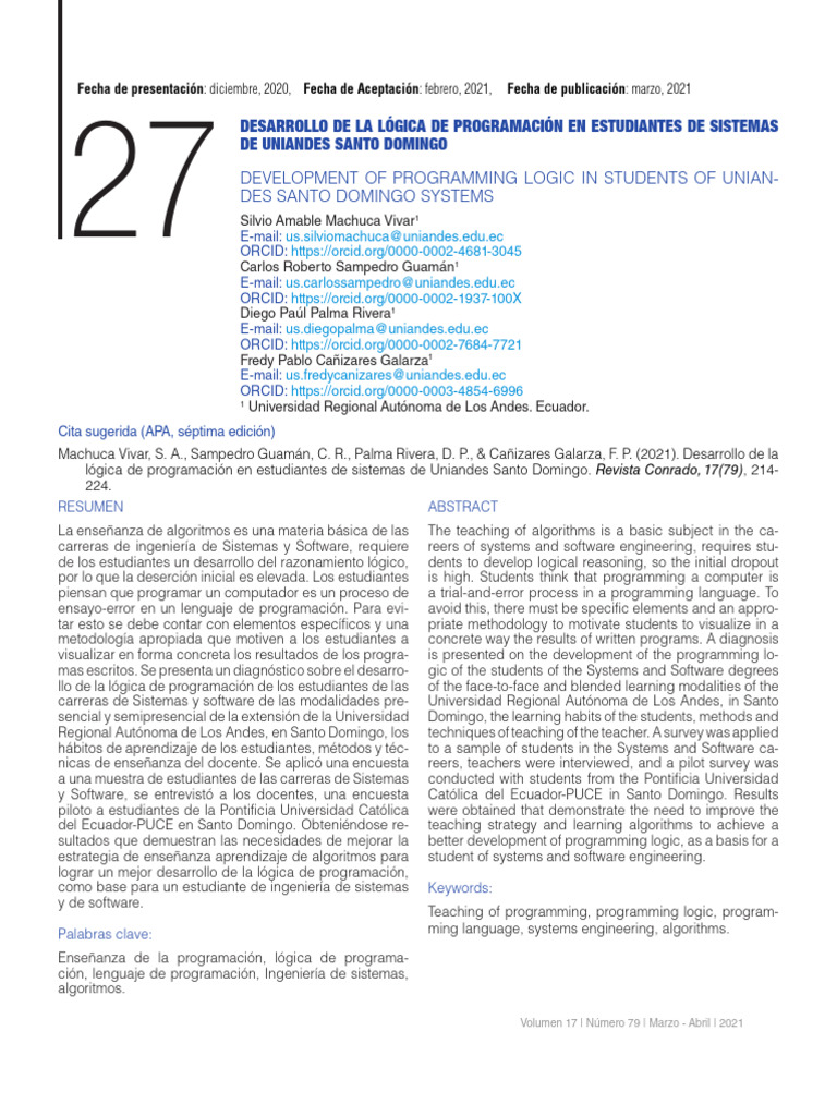 Desarrollo de La Logica de Programacion en Estudia | PDF | Programa de ...