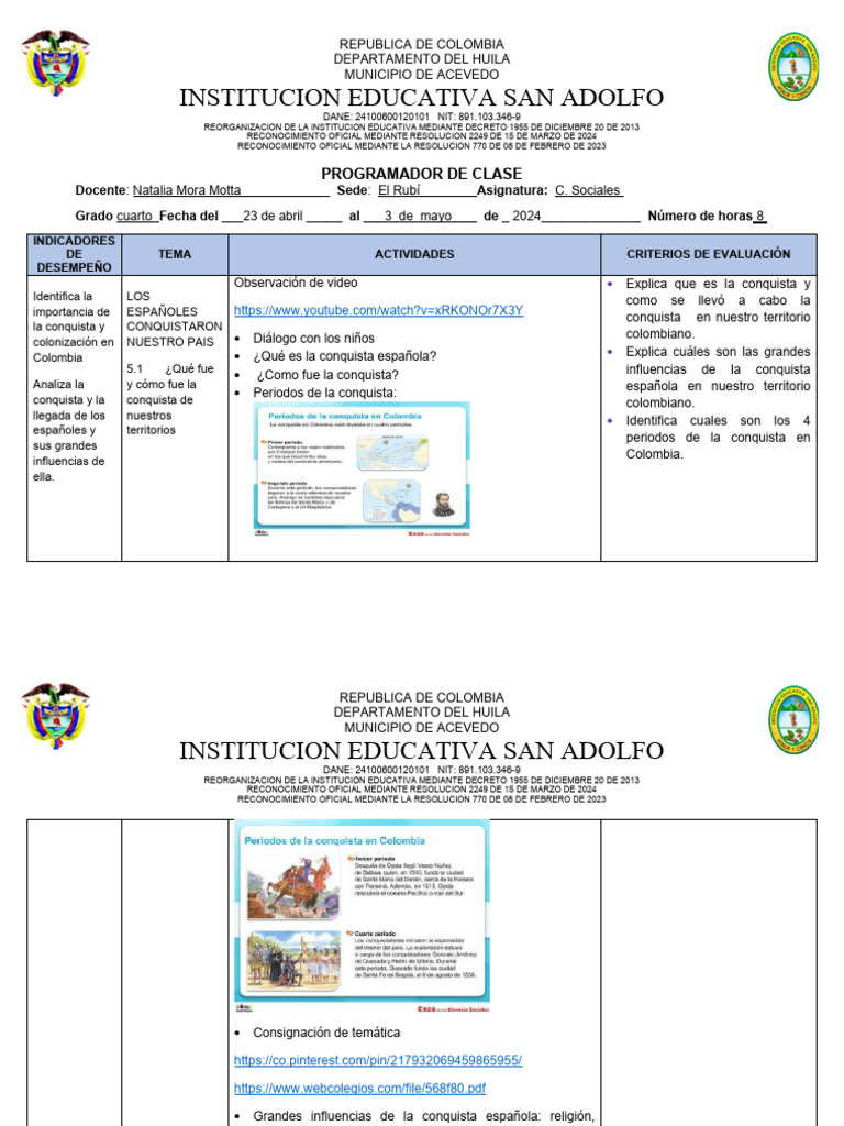 Sociales Grado Cuarto | PDF