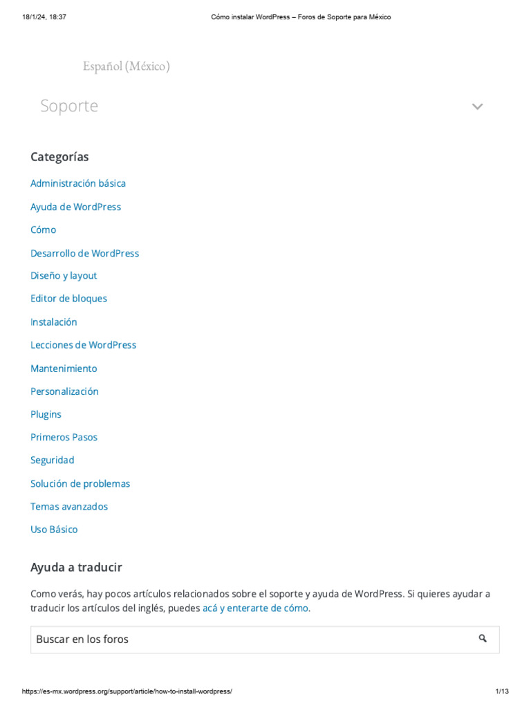 Cómo Instalar WordPress - Foros de Soporte para México | PDF | Word ...