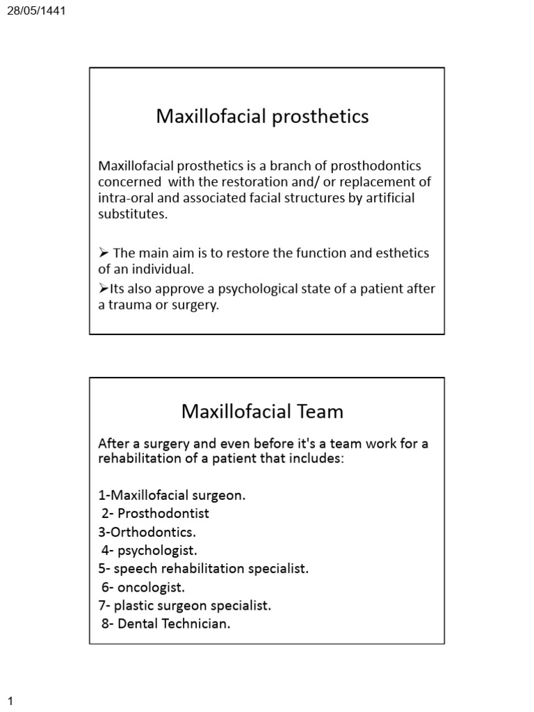 4 - Maxillofacial Prosthosis | PDF | Prosthodontics | Oral And ...