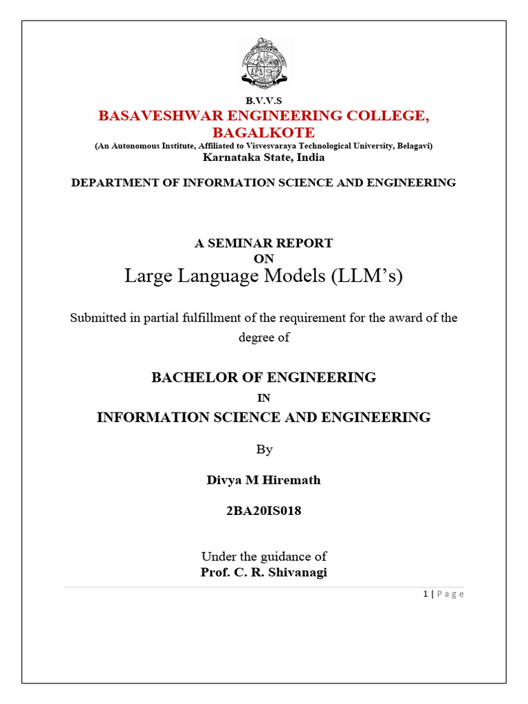 LLM_Seminar Report | PDF | Cognitive Science | Computational Neuroscience