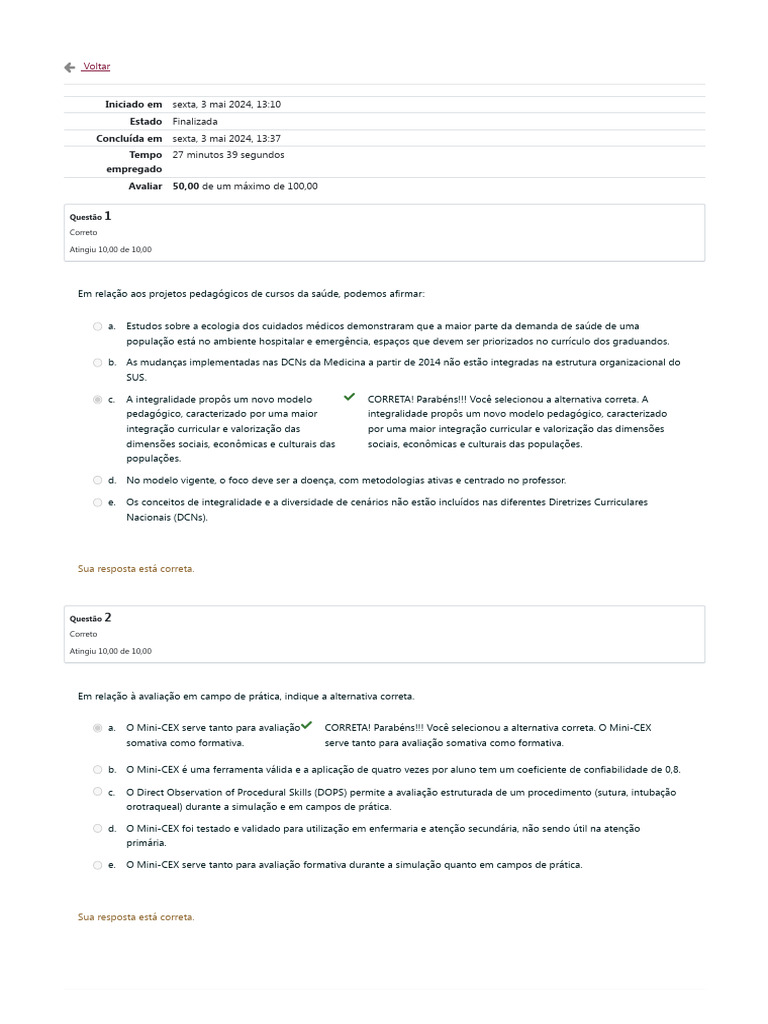 Atividade Avaliativa Do Módulo 3 - Revisão Da Tentativa | PDF | Comentários | Evidência