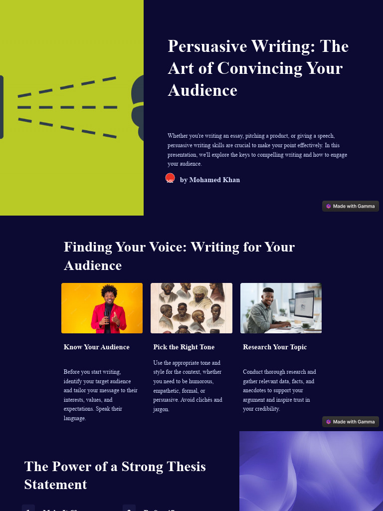 Persuasive Writing The Art of Convincing Your Audience | PDF ...