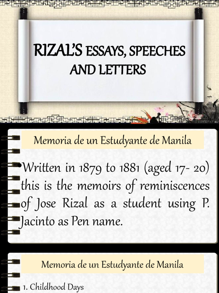 Rizal's Essays, Speeches, and Letters | PDF | Tagalog Language ...
