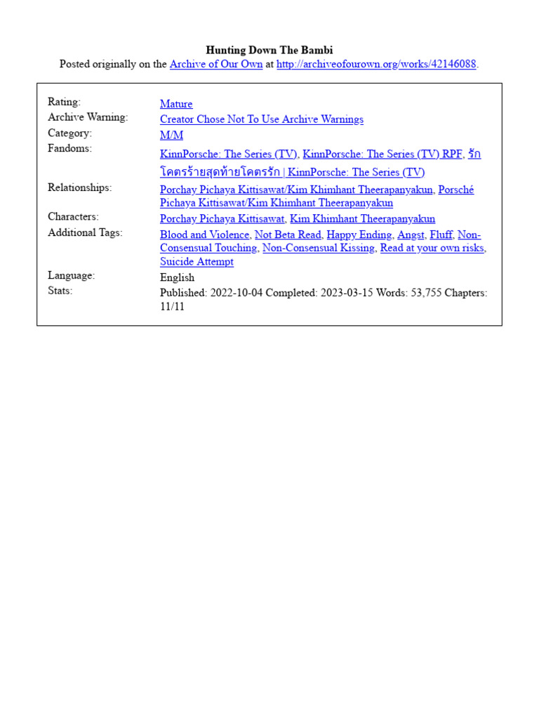 Hunting Down the Bambi | PDF | Forgiveness | Bed