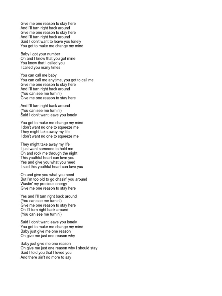One Reason to Stay: A Love Song | PDF | Self-Improvement