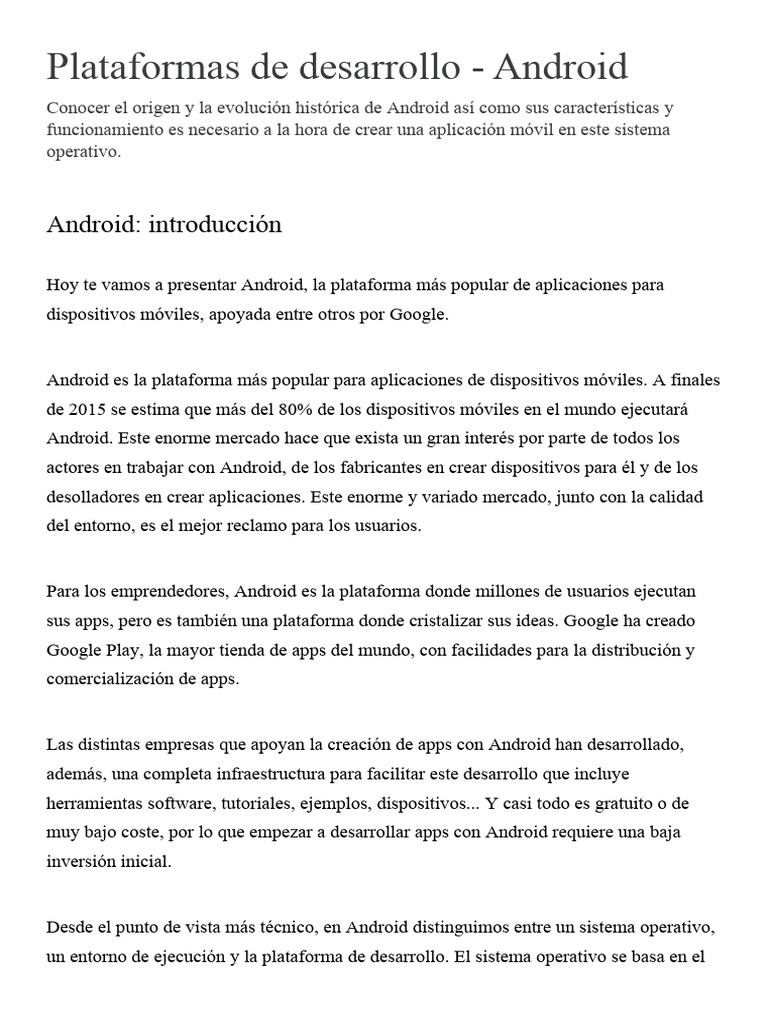 3 Plataformas de Desarrollo - Android | Descargar gratis PDF | Android (sistema operativo ...