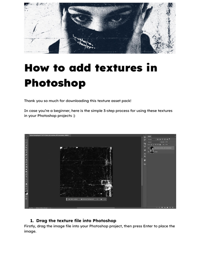 3 Step Guide For Adding Textures To Photoshop | PDF