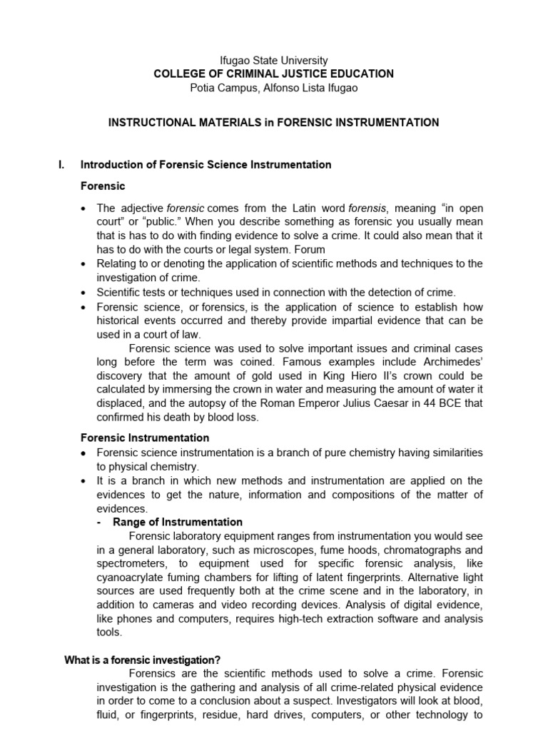 Forensic Instrumentation Handouts | PDF | Chromatography | Spectroscopy
