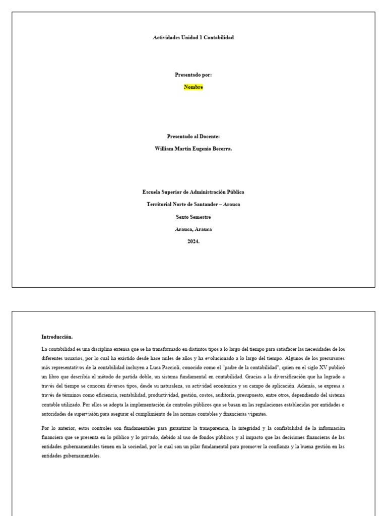 Actividades Unidad 1 Contabilidad | Descargar gratis PDF | Contabilidad | Gobierno