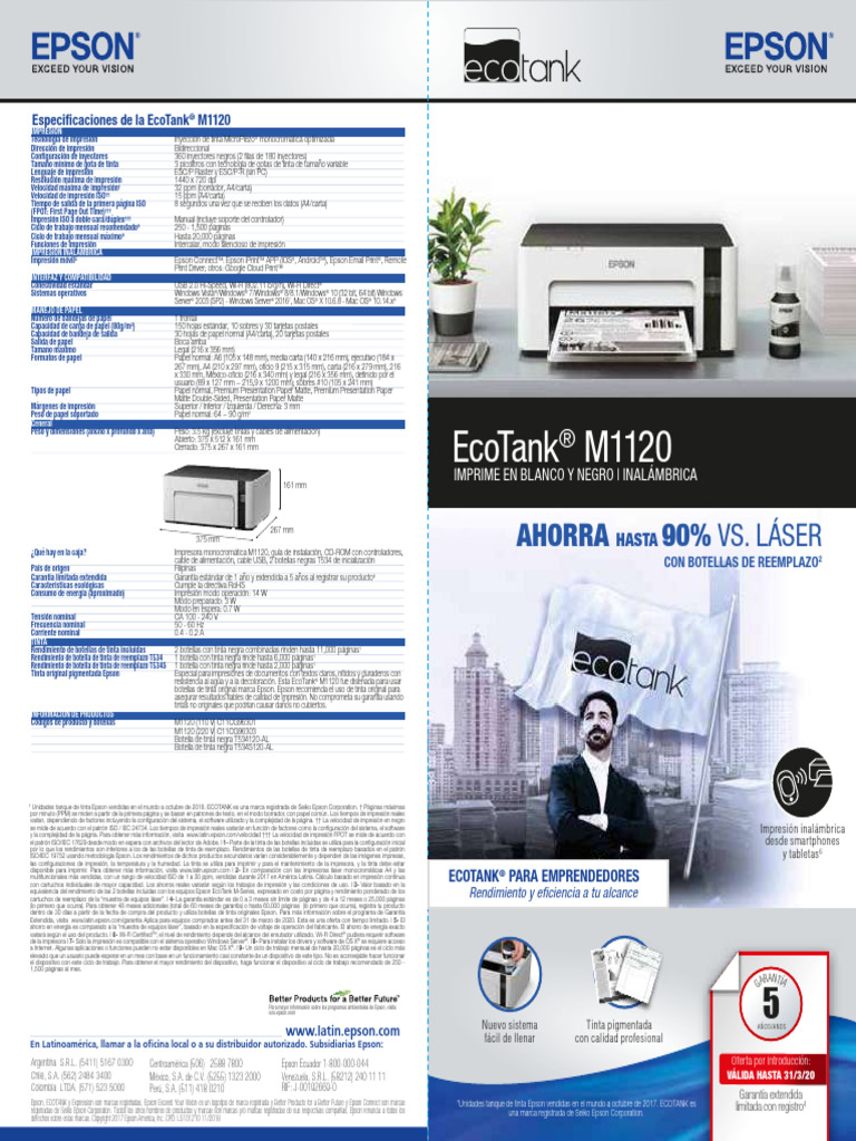 Epson M1120 | PDF | Impresora (Computación) | Tinta