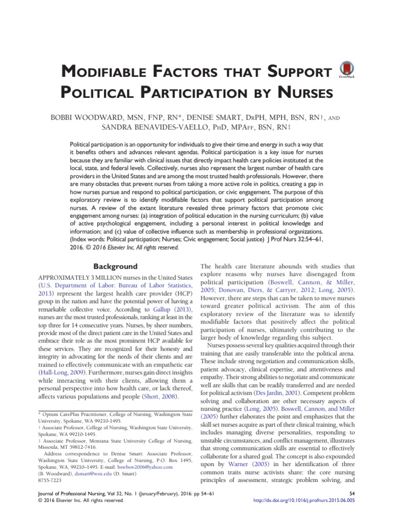 Modifiable Factors That Support Political Participation by Nurses | PDF ...