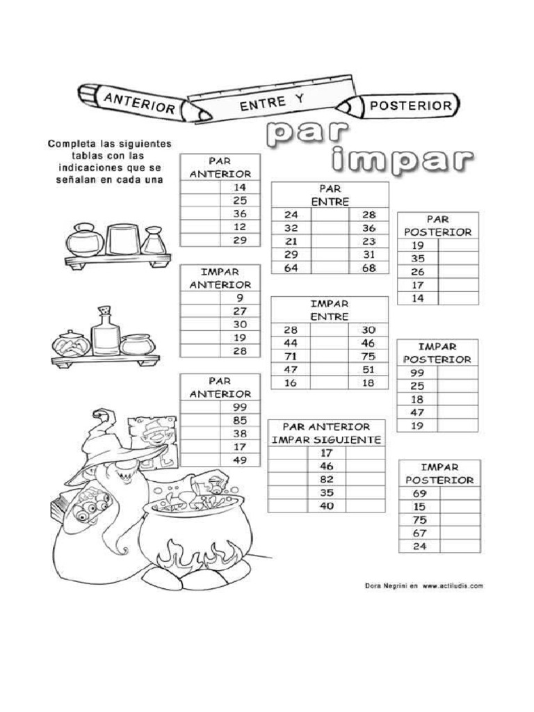 actividad de numeros pares e impares grado 2. mayo 8 2024 | PDF