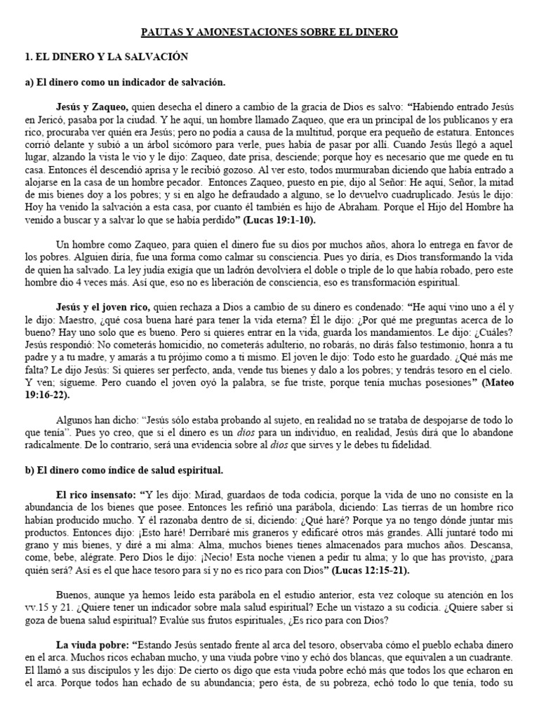 2 - Pautas y Amonestaciones Sobre El Dinero | Descargar gratis PDF | Creencia religiosa y ...