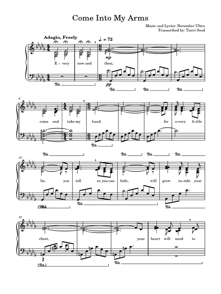 November Ultra: Come Into My Arms Sheet | PDF