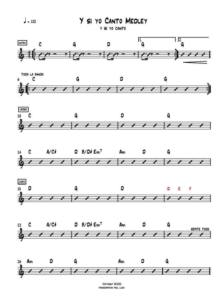 Y Si Yo Canto Medley - Medley 2 | PDF