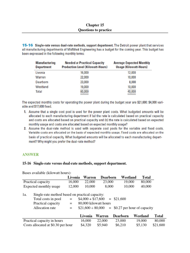 Single Rate Method Cost Allocation | PDF | Production And Manufacturing ...