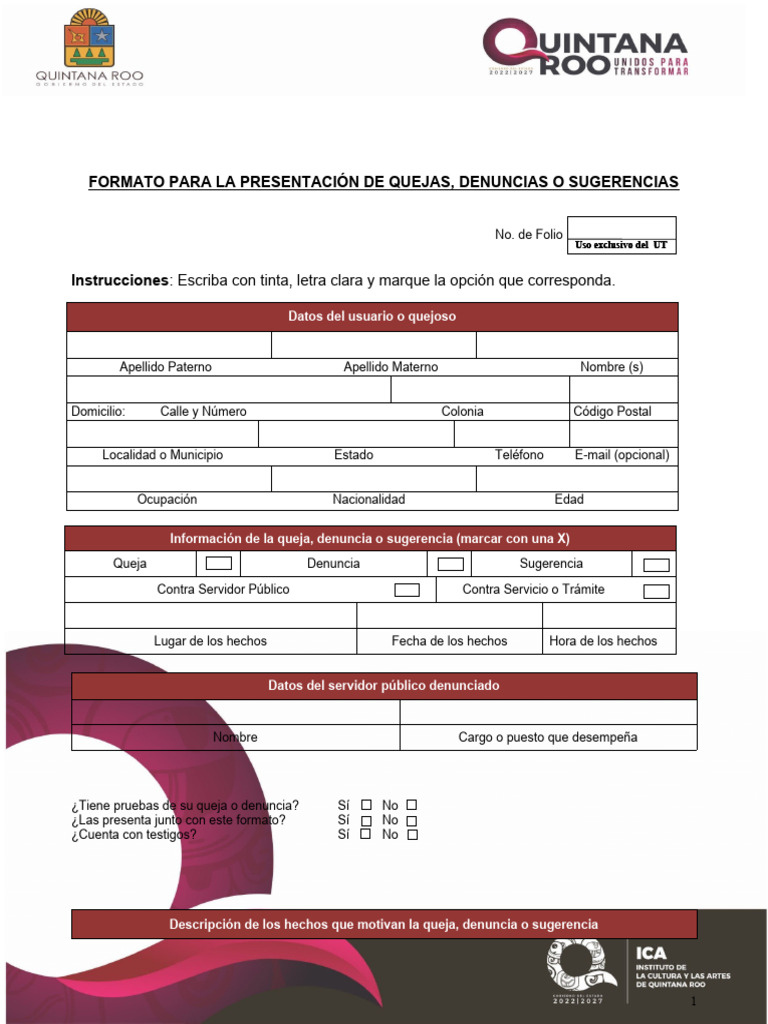 formato_quejas_denuncias_sugerencias_2022 | PDF | Tecnologías de la información | Informática