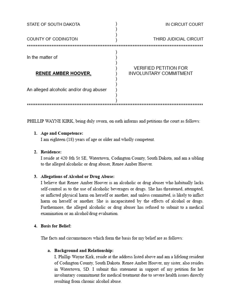 Adversary Caption (Sample) | PDF | Alcoholism | Substance Abuse