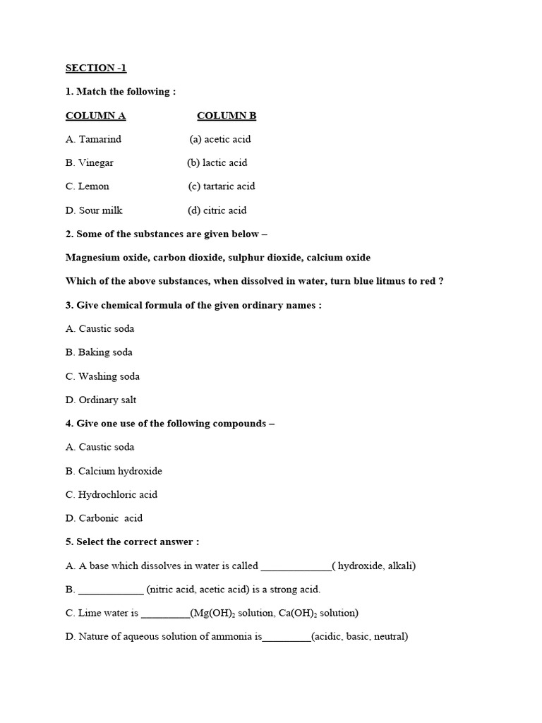 Chemistry Quiz: Acids, Bases, and Salts | PDF