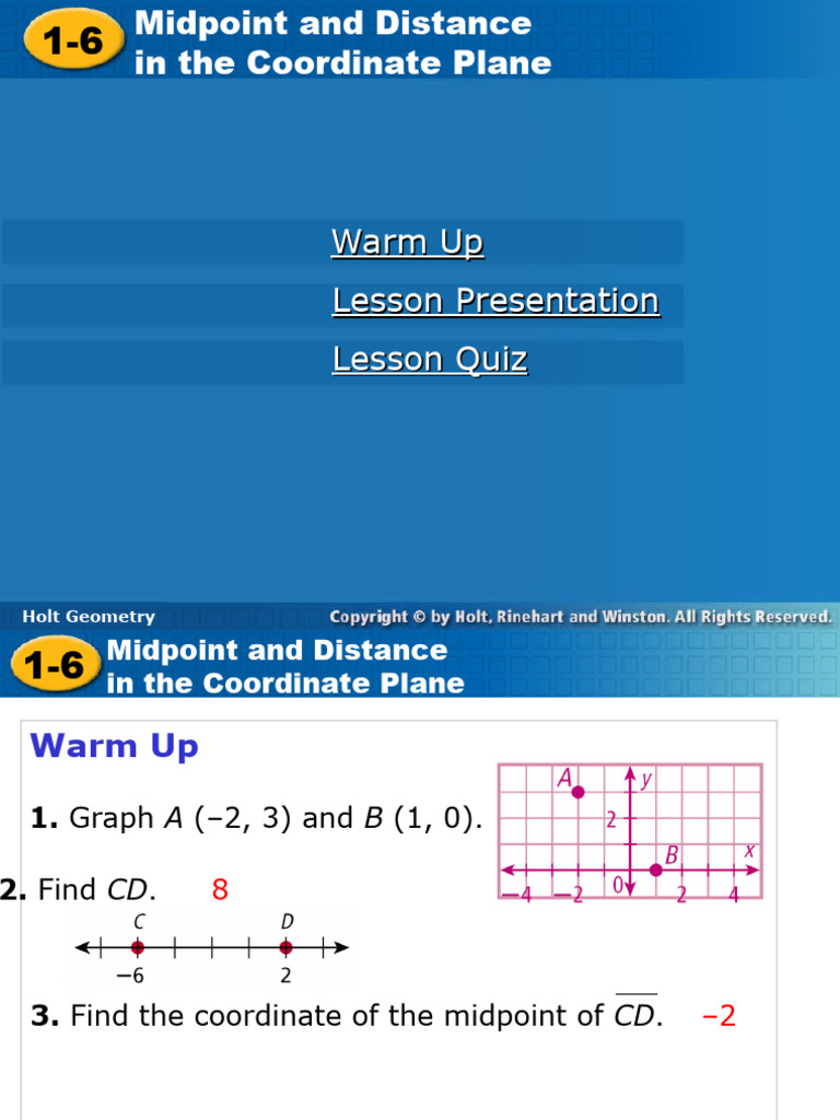 Midpoint and Distance in Geometry | PDF | Cartesian Coordinate System ...