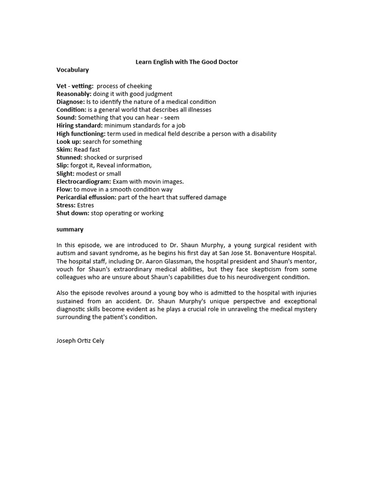 Learn English With The Good Doctor | PDF | Medical Specialties ...