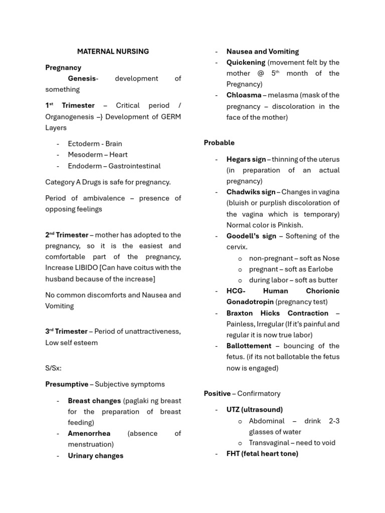 Maternal and Pediatric Nursing Overview | PDF | Gastroesophageal Reflux ...