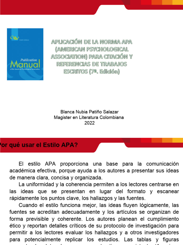 Presentación Normas APA 2020 | PDF | Estilo apa | Bibliografía