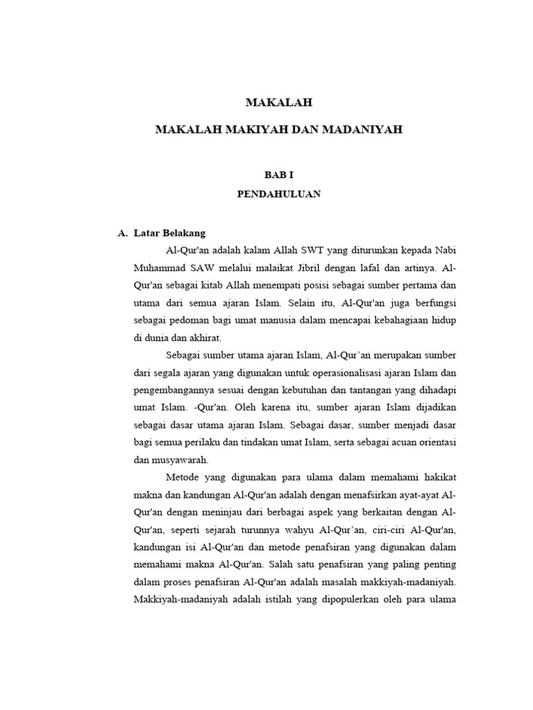 Makiyah dan Madaniyah dalam Al-Qur'an | PDF