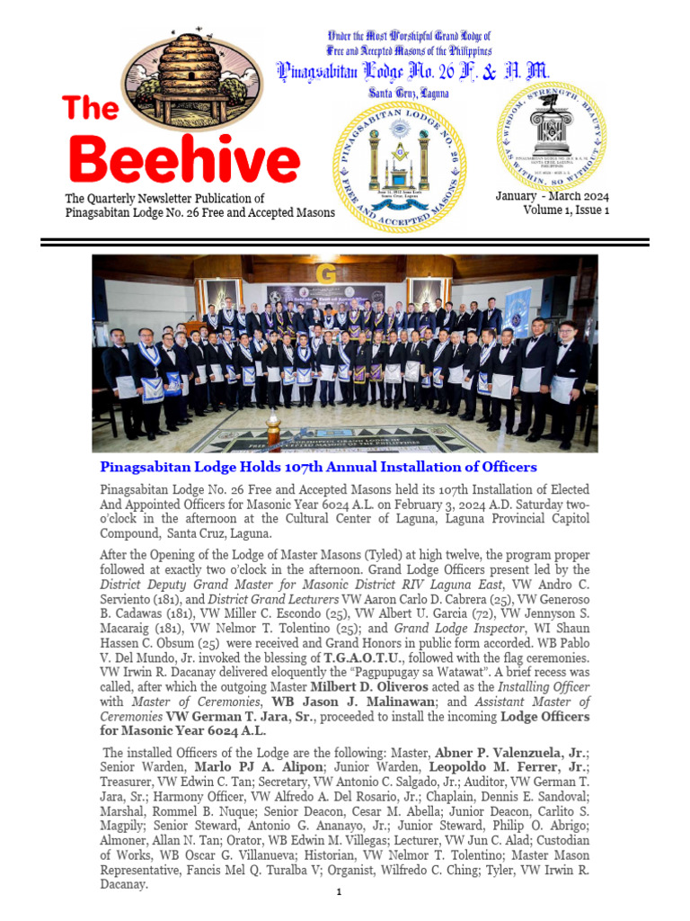 Pinagsabitan Lodge No. 26_The-Beehive_Vol-1-Issue-1_Jan-Mar-2024 | PDF ...