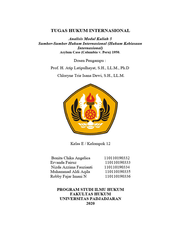 Modul 5 (Asylum Case) - Kelompok 12 - Hukum Internasional | PDF
