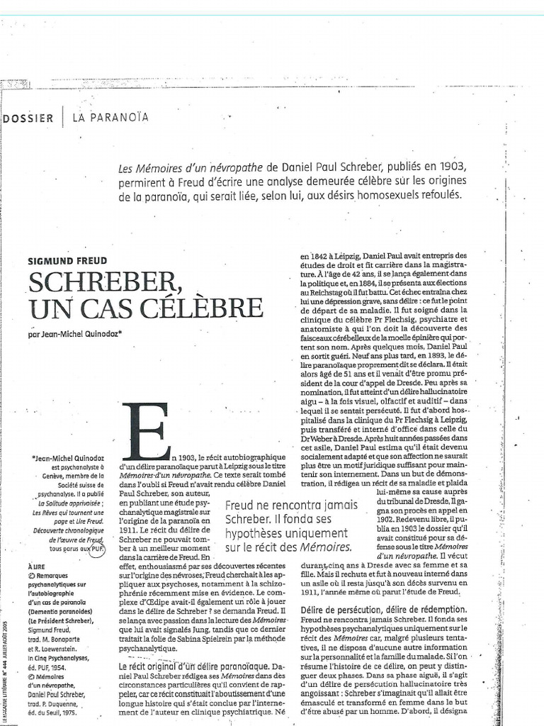2 - Schreber Un Cas Célèbre | PDF