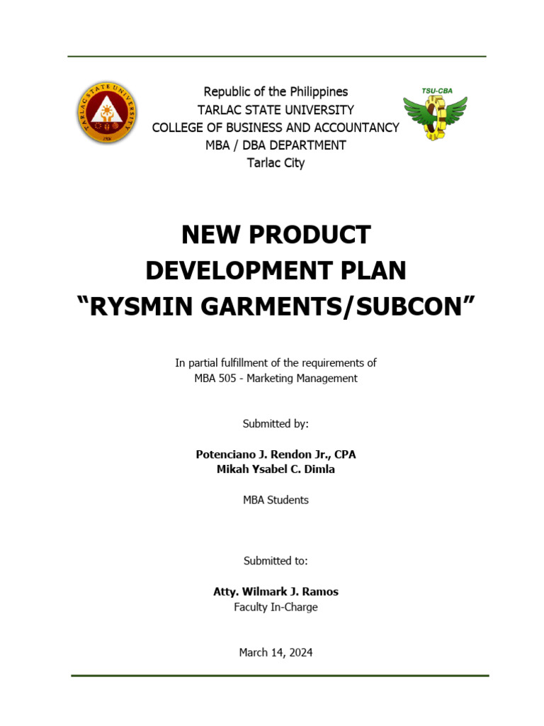New Product Development Plan - Mba Final Requirement | PDF | Pricing | Marketing