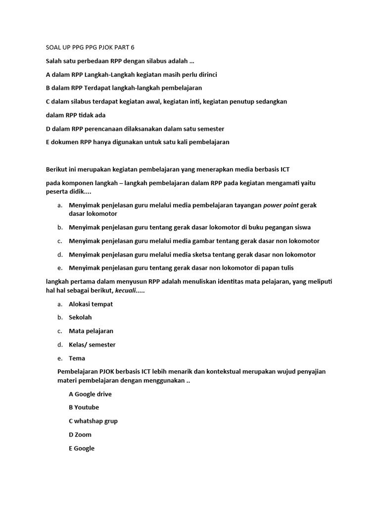 Soal Up PPG PPG Pjok Part 6 | PDF