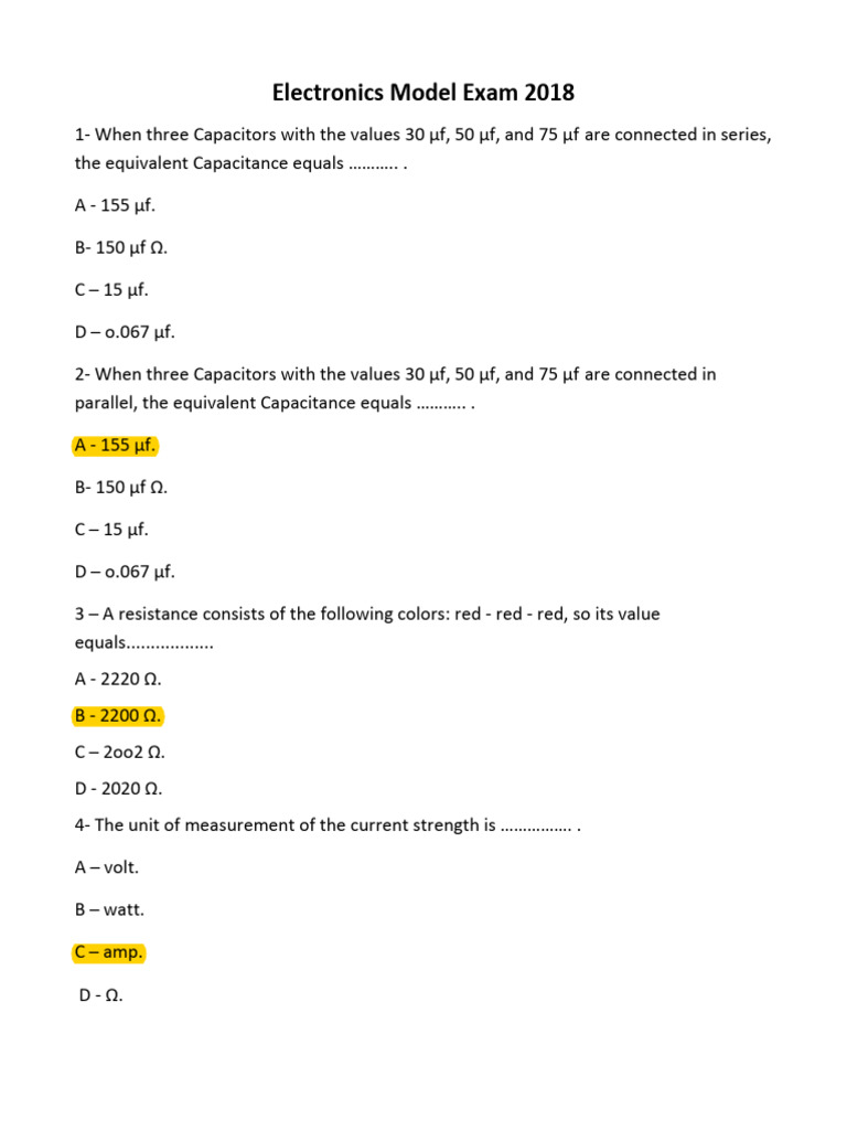Electronics Exam | PDF