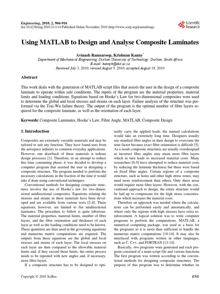 Composite Materials Matlab | PDF | Composite Material | Stress (Mechanics)