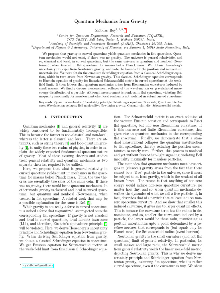 QMGR | PDF | General Relativity | Uncertainty Principle