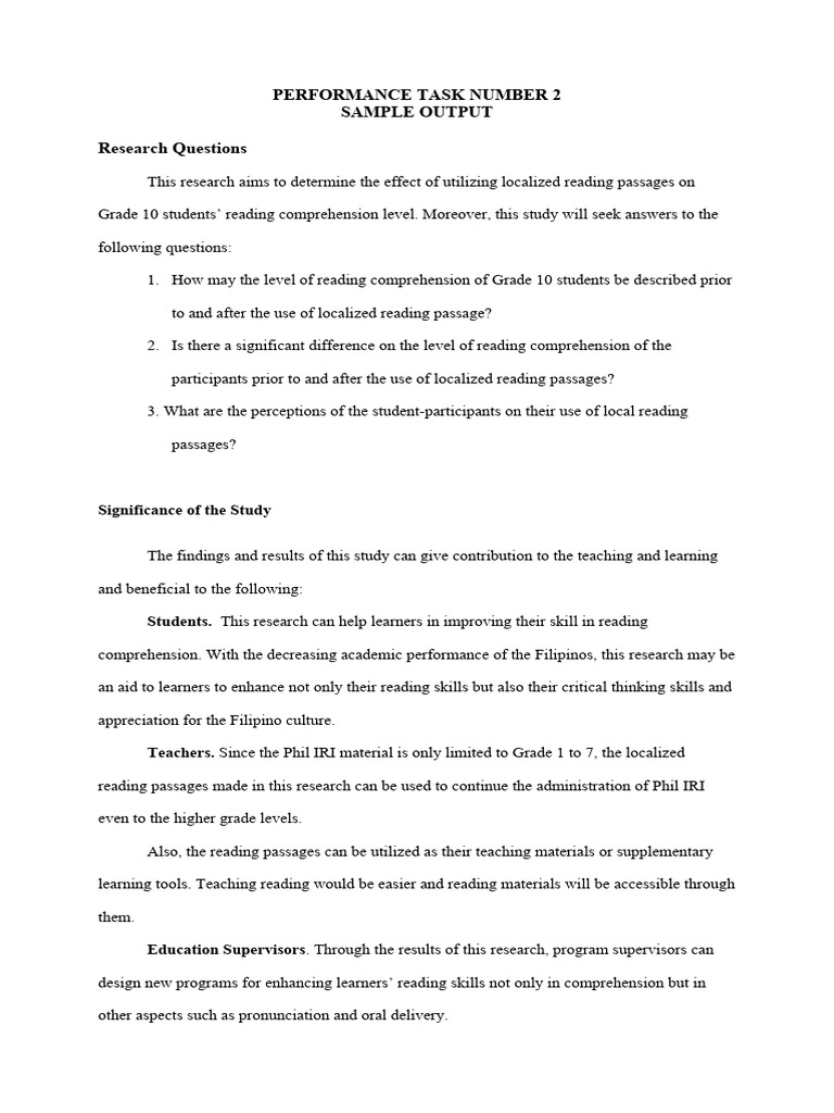 Research Example | PDF | Reading Comprehension | Learning