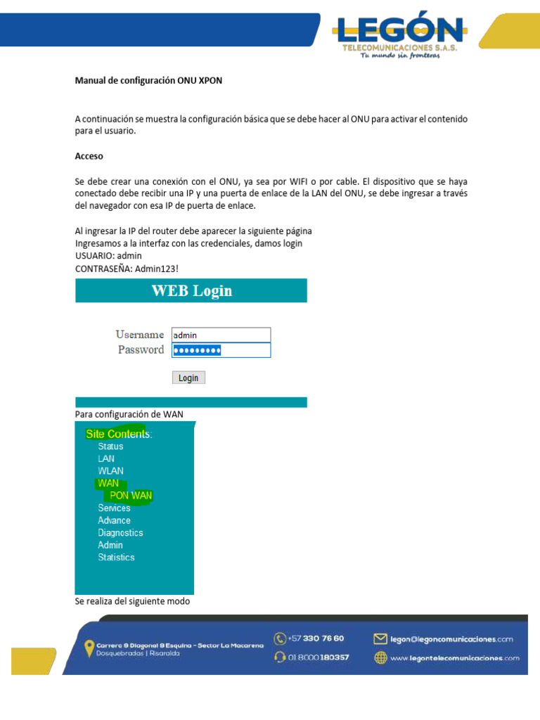 Manual ONU XPON | PDF