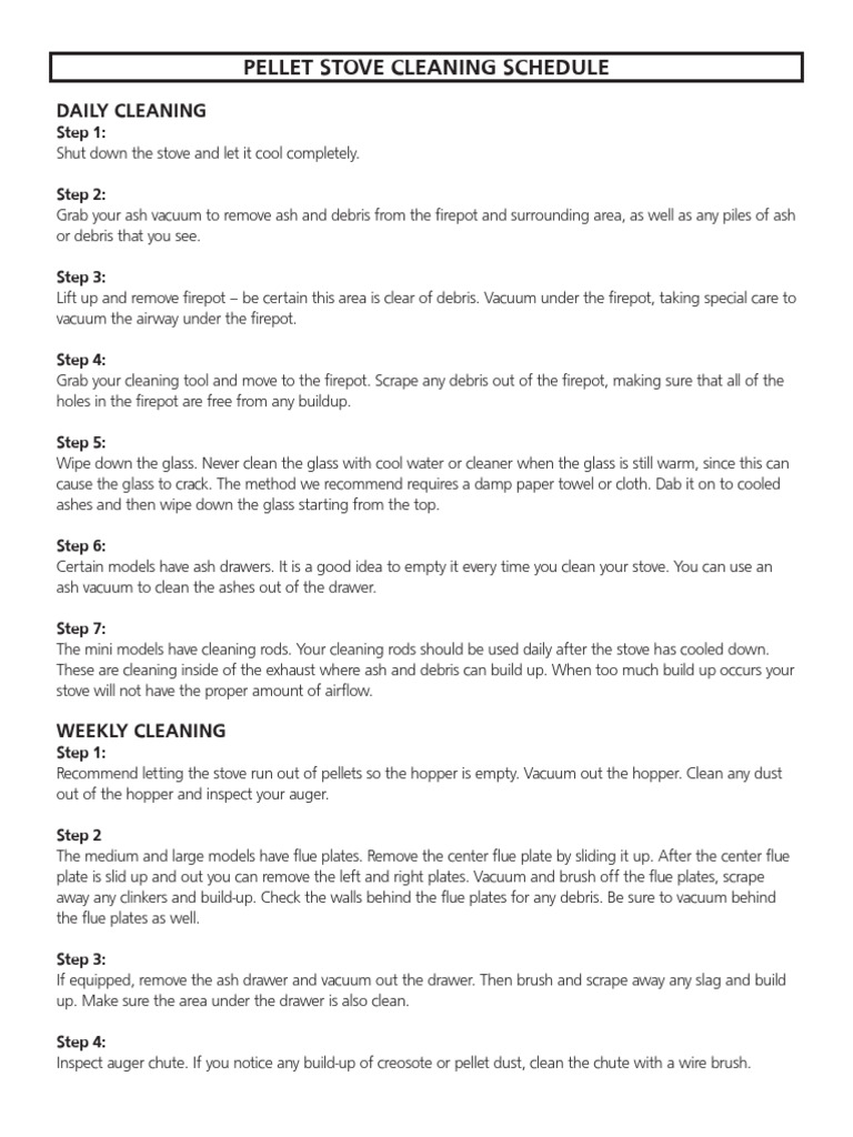 Pellet Stove Cleaning Instructions | PDF | Vacuum Cleaner | Stove