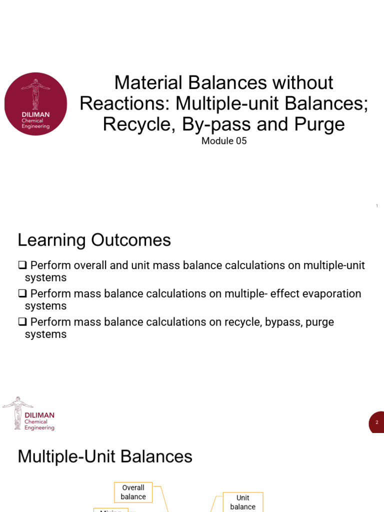 ChemE 2 Module 05 - Material Balances Without Reactions Multiple-Unit ...