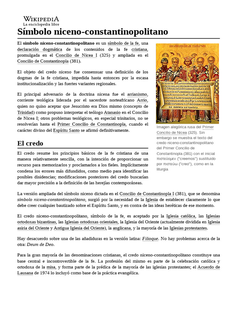 Símbolo Niceno-Constantinopolitano | PDF | Teología sistemática ...