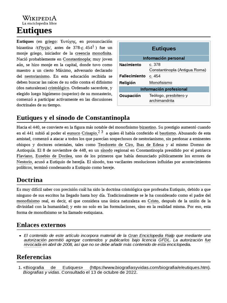Eutiques: Padre del Monofisismo | PDF | Familias denominacionales ...