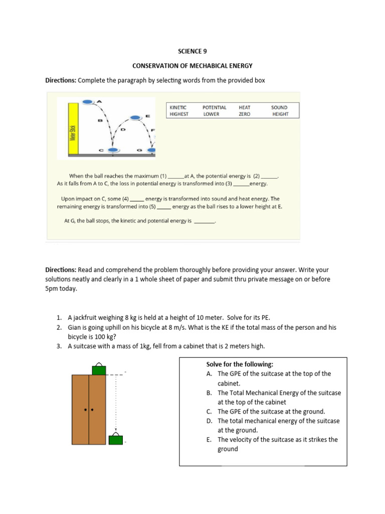 Mechanical Energy Conservation Problems | PDF