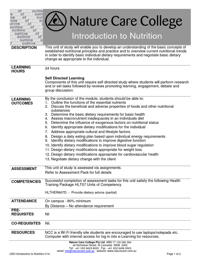 USO-Introduction_to_Nutrition-V16 | PDF | Nutrients | Diet (Nutrition)