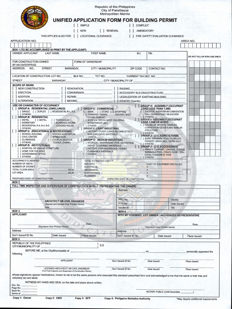 Unified Application For Building Permit | PDF