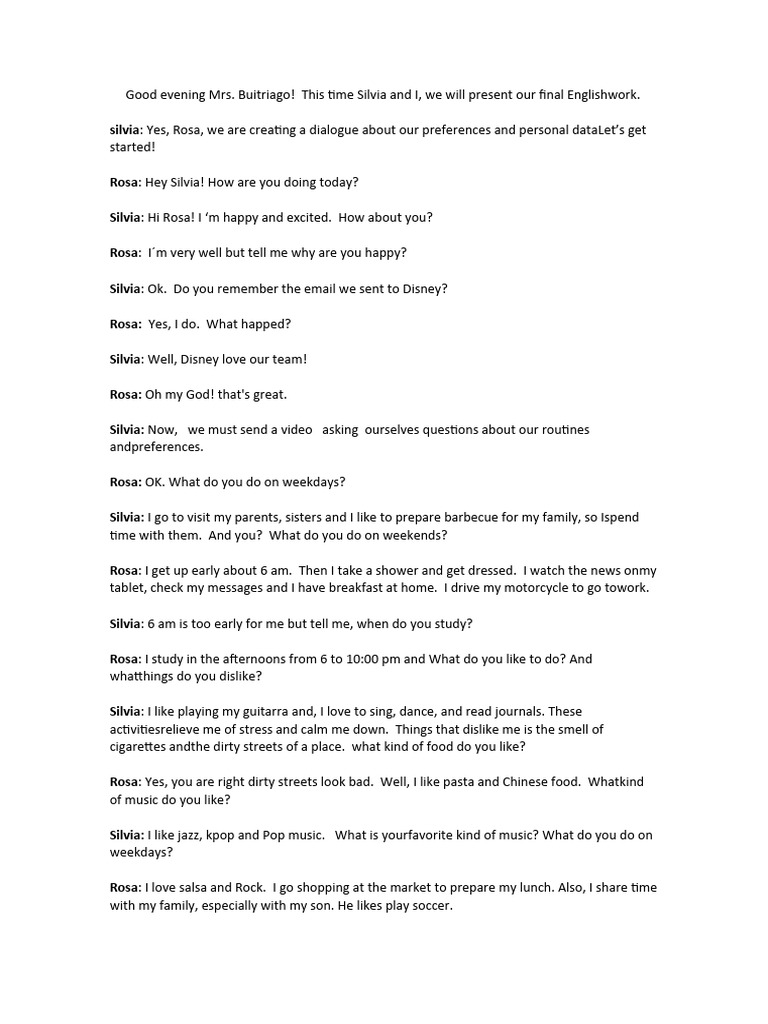 Dialogue on Personal Preferences | PDF